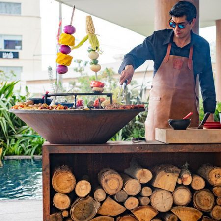 Barbecue OFYR Island Corten Teak Wood 100 - Smartfire | Loja Online