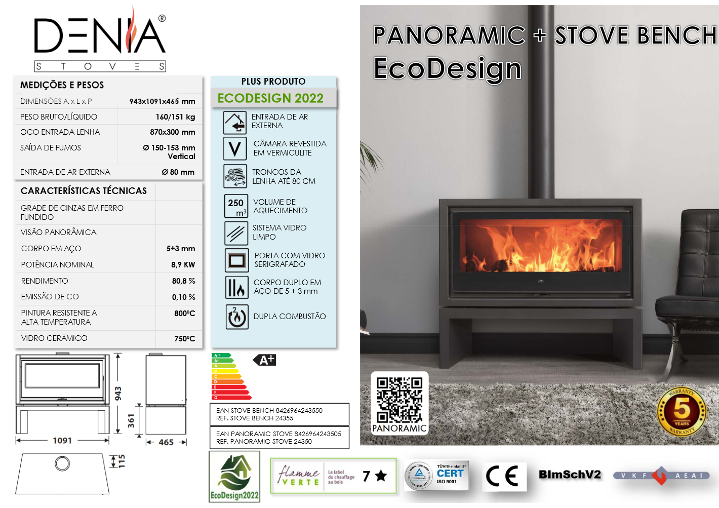 Salamandra Denia modelo Panoramic Bench - Smartfire